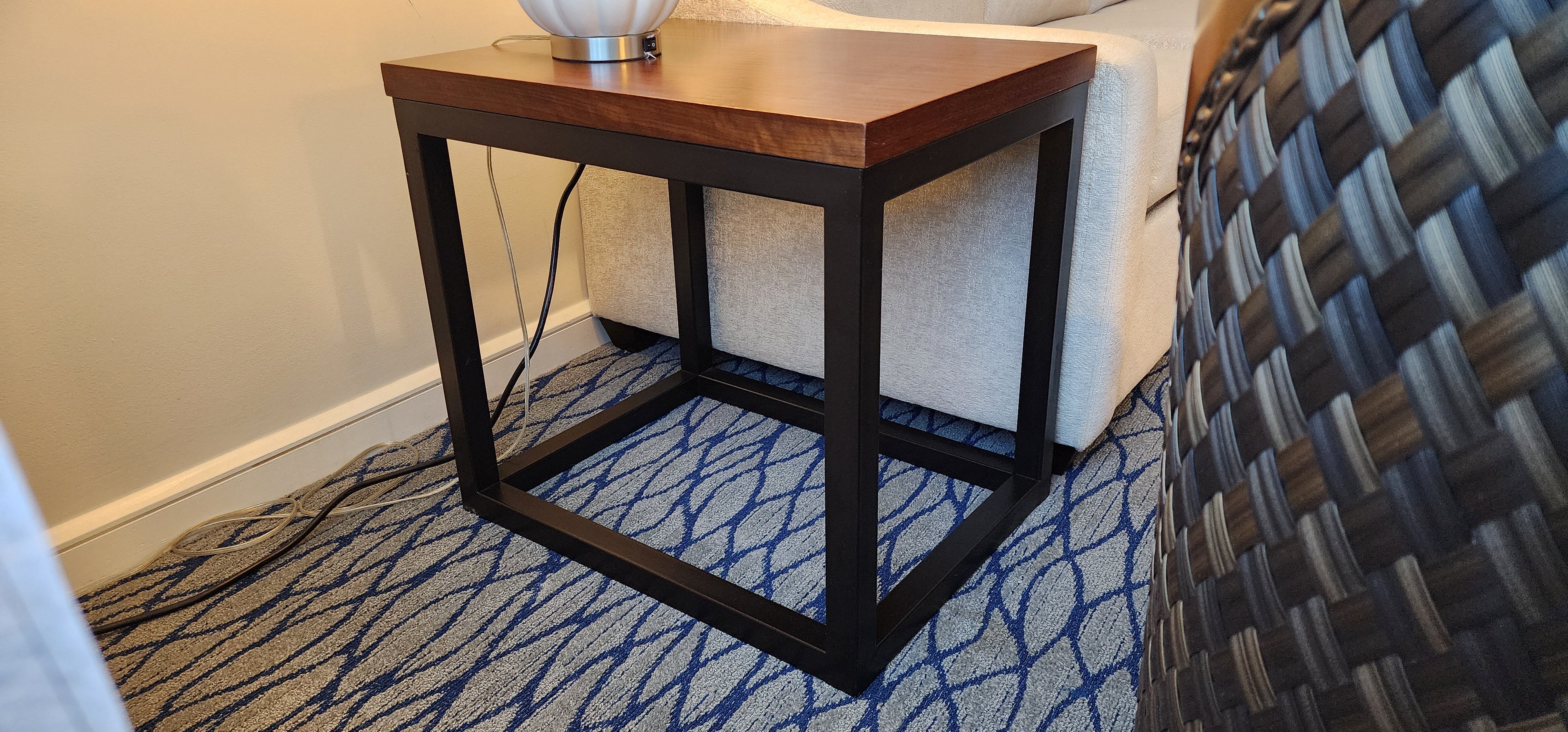 Wood with Black Frame End Table | Hotel Liquidation Warehouse